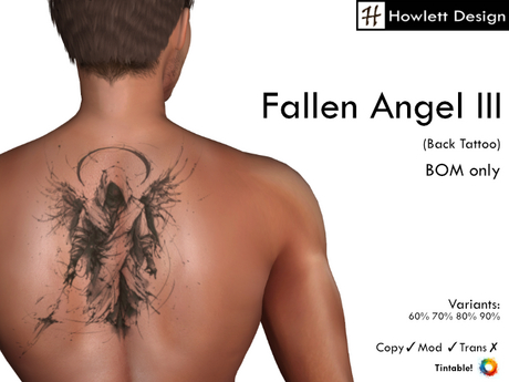 Second Life Marketplace - [HDesign] Fallen Angel III (Back Tattoo)